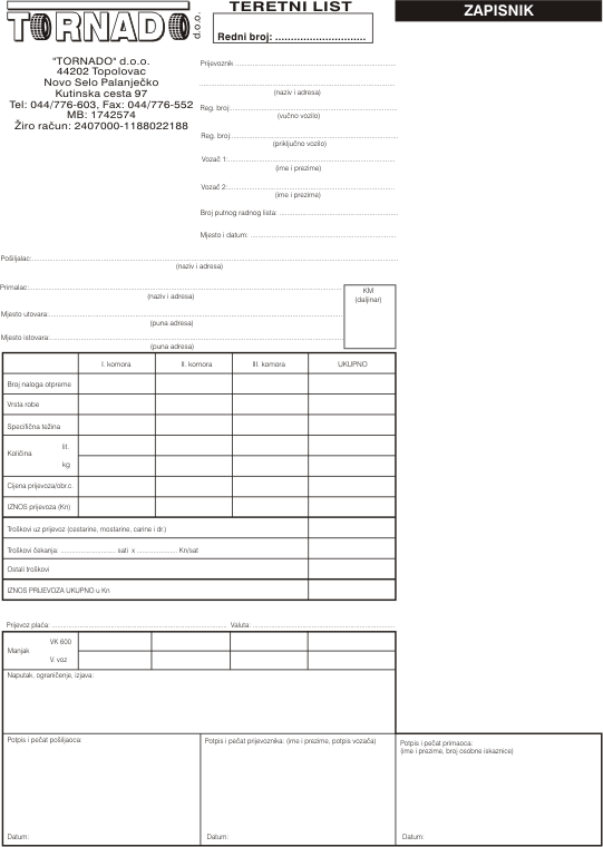 teretni list, prijevoznica, teretni listovi, blok radnih sati, raspored ...
